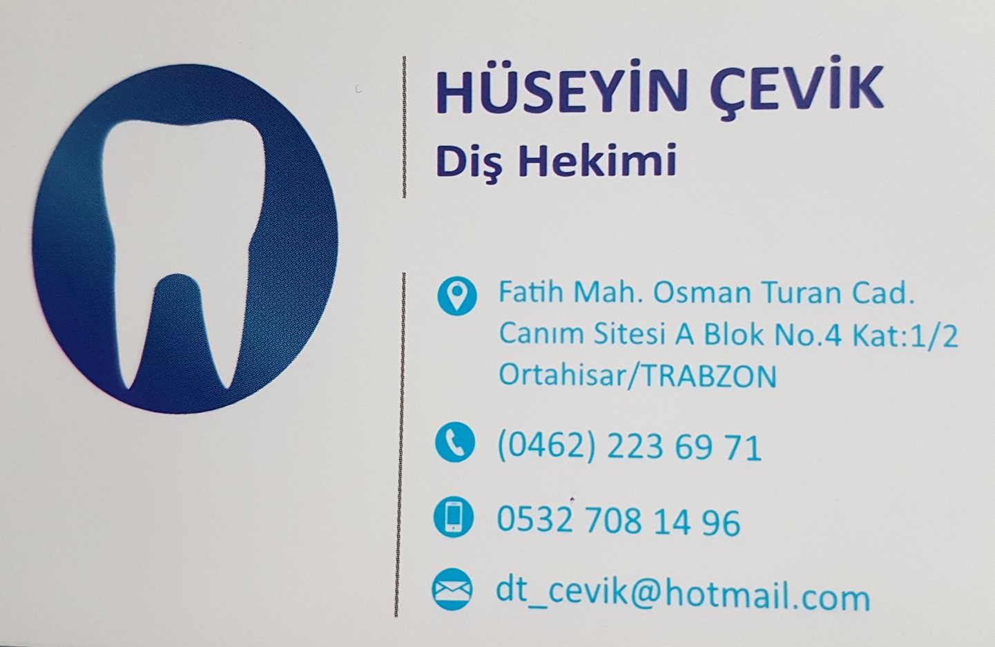 Diş Hekimi Hüseyin ÇEVİK - Trabzon Fatih Mahallesinde - Ali BAYIR